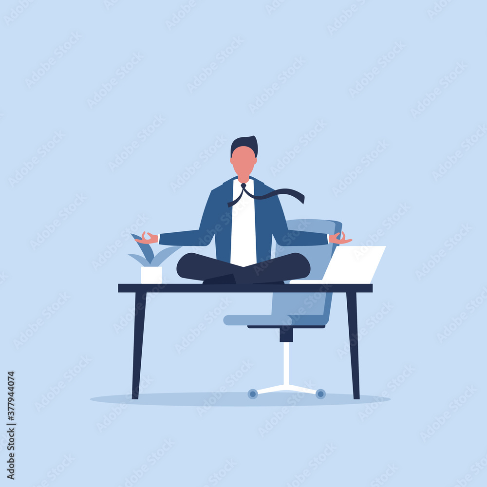 Desk yoga illustration. Clipart image. Stock Vector | Adobe Stock