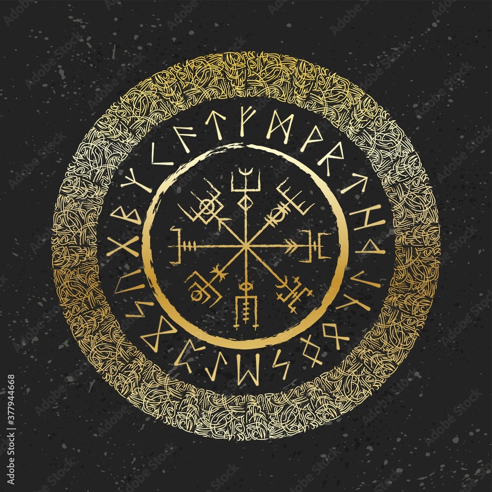 Dark runic golden symbols wallpaper Stock Vector | Adobe Stock
