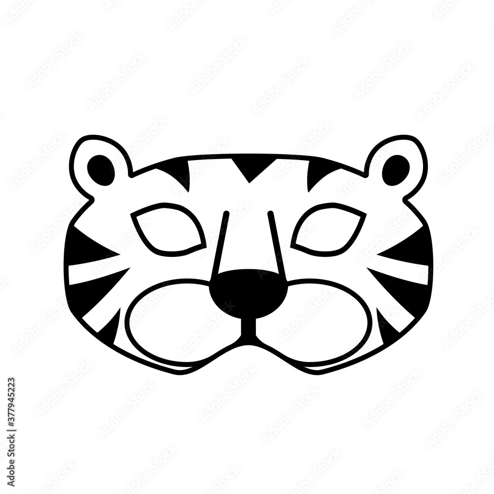 Tiger mask outline icon. Clipart image isolated on white background ...