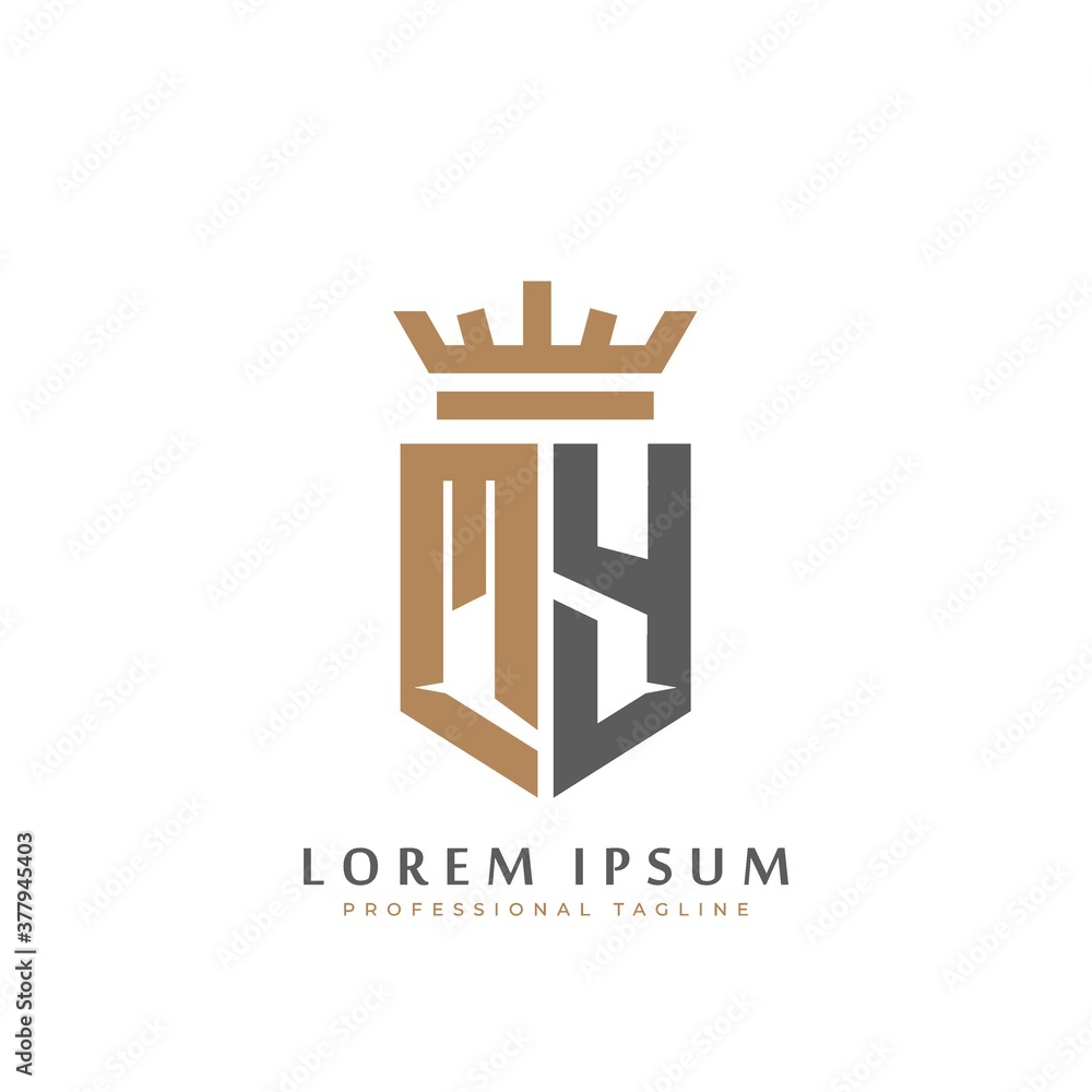 Premium MY Monogram of Two letters M&Y. Elegant gold shield initials ...