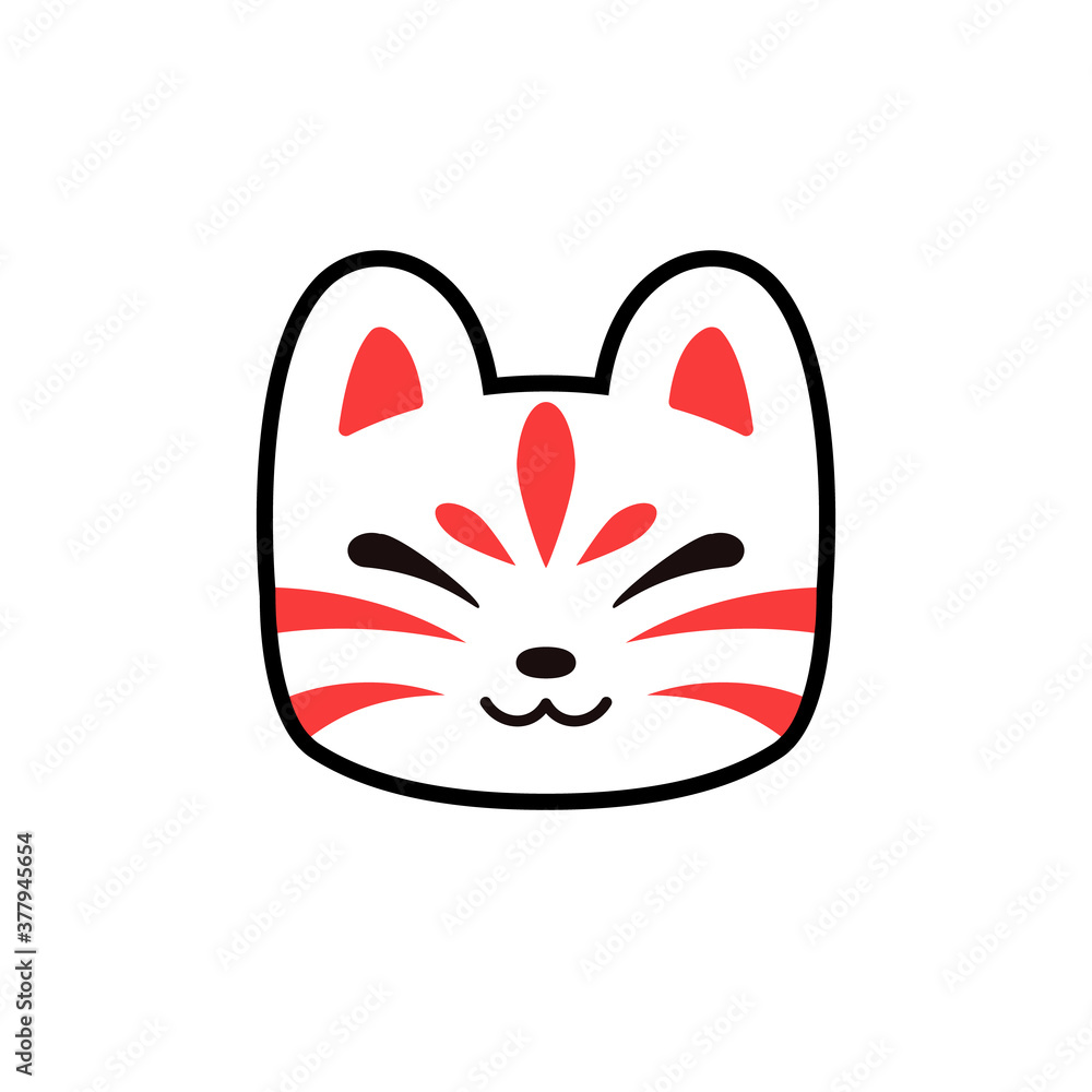 Kitsune mask kawaii icon. Clipart image isolated on white background ...