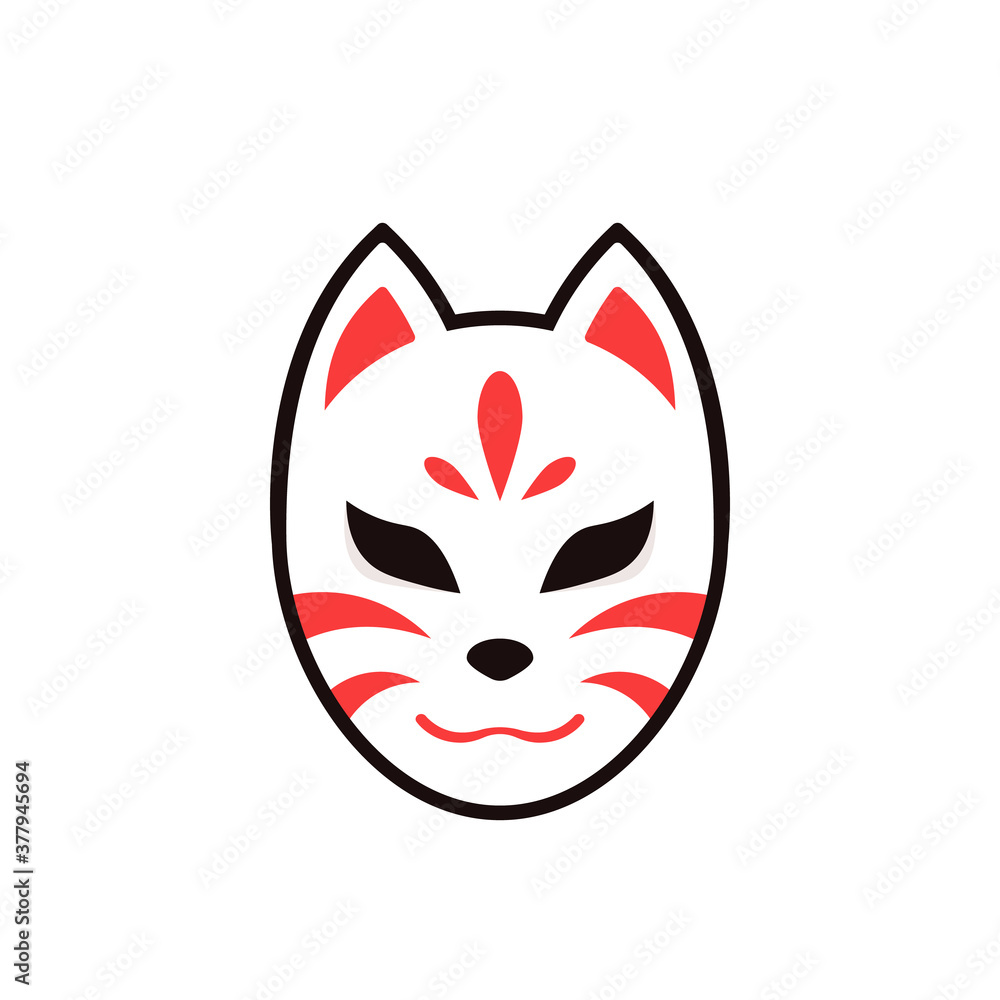 Kitsune mask icon. Clipart image isolated on white background. Stock ...