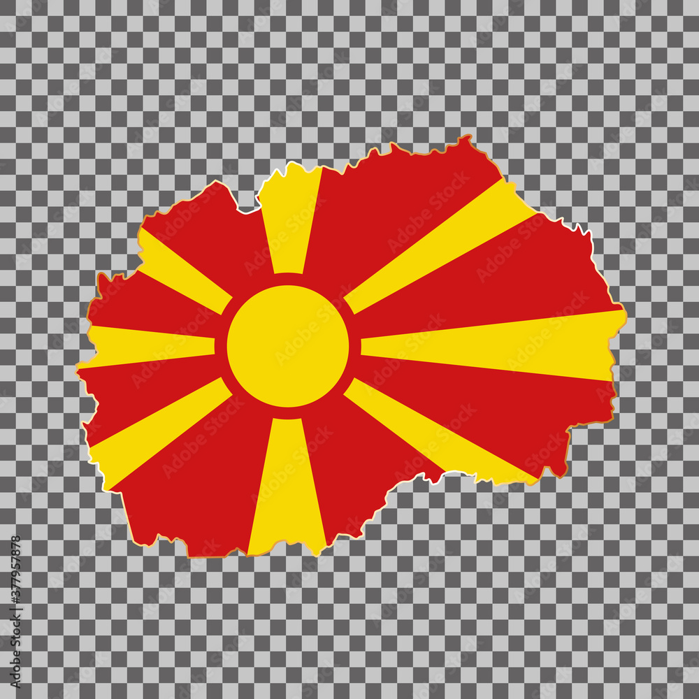 vector flag map of North Macedonia with gold frame isolated on white ...