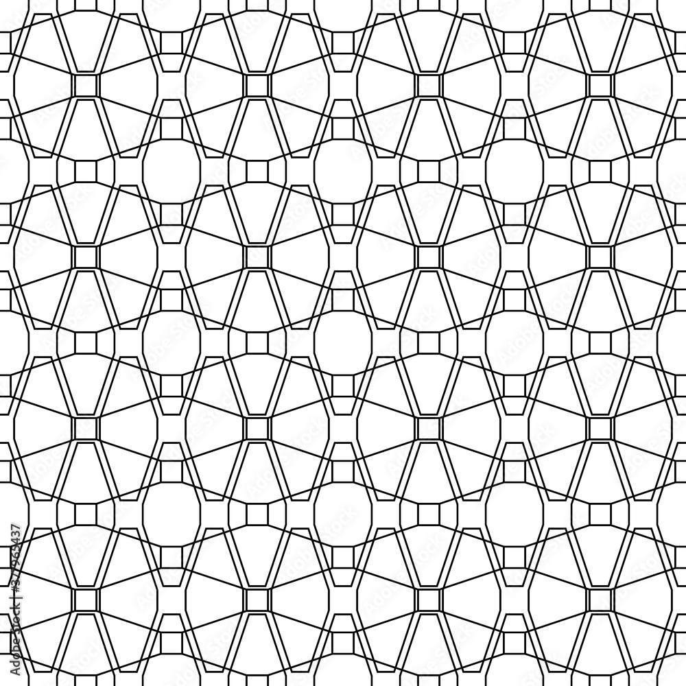 Repeated black figures and lines. Geometric wallpaper. Seamless surface ...