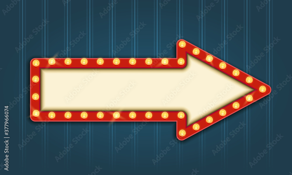 Retro Lightbox Arrow Shape Template With Red Border and Round Corners ...