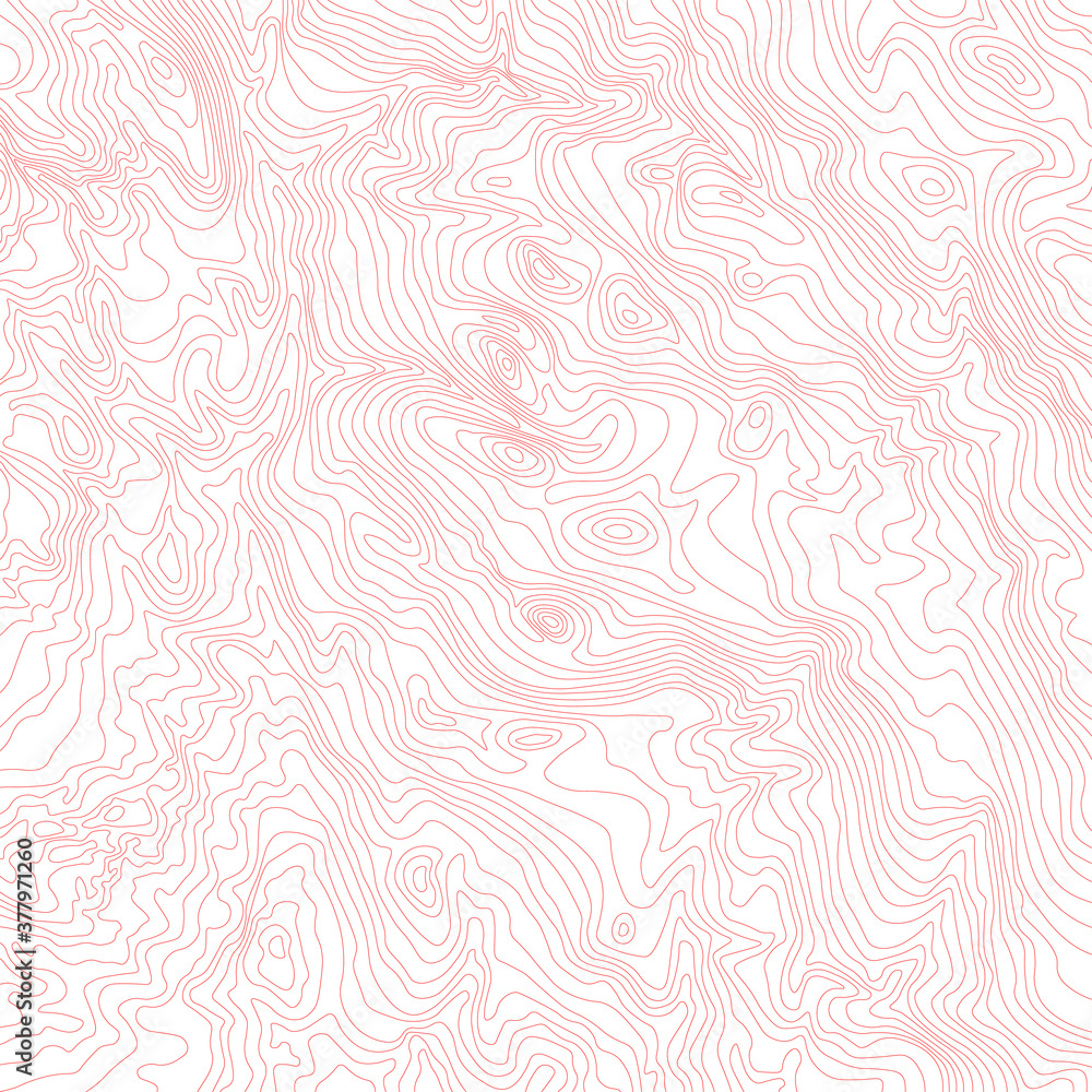 Red map line of topography. Mountain hiking.Topographic map concept ...