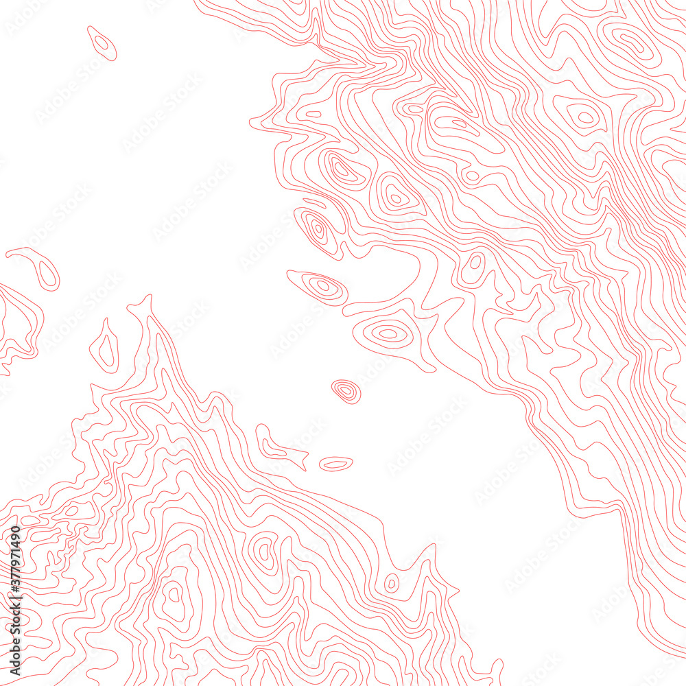 Red map line of topography. Mountain hiking.Topographic map concept ...