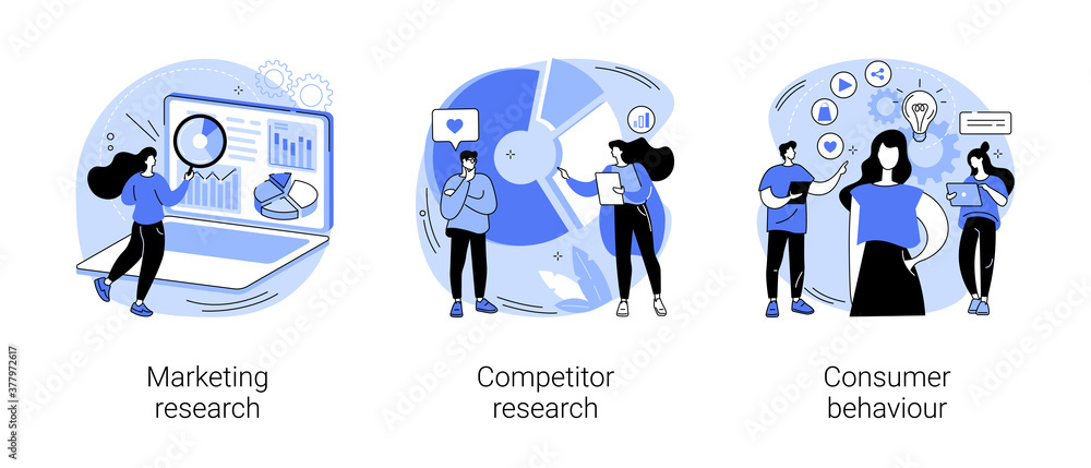 Targeting strategy abstract concept vector illustration set. Marketing ...