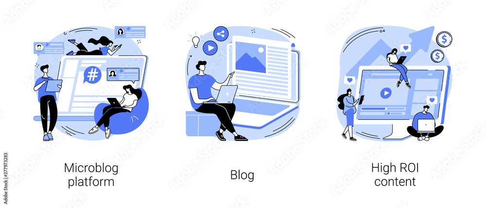 Social media marketing abstract concept vector illustration set ...