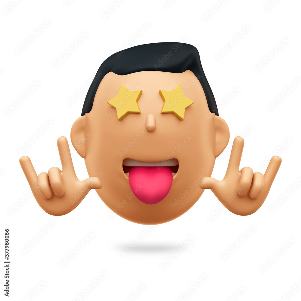 Rocker Emoji Illustration 3d Render Stock Illustration | Adobe Stock