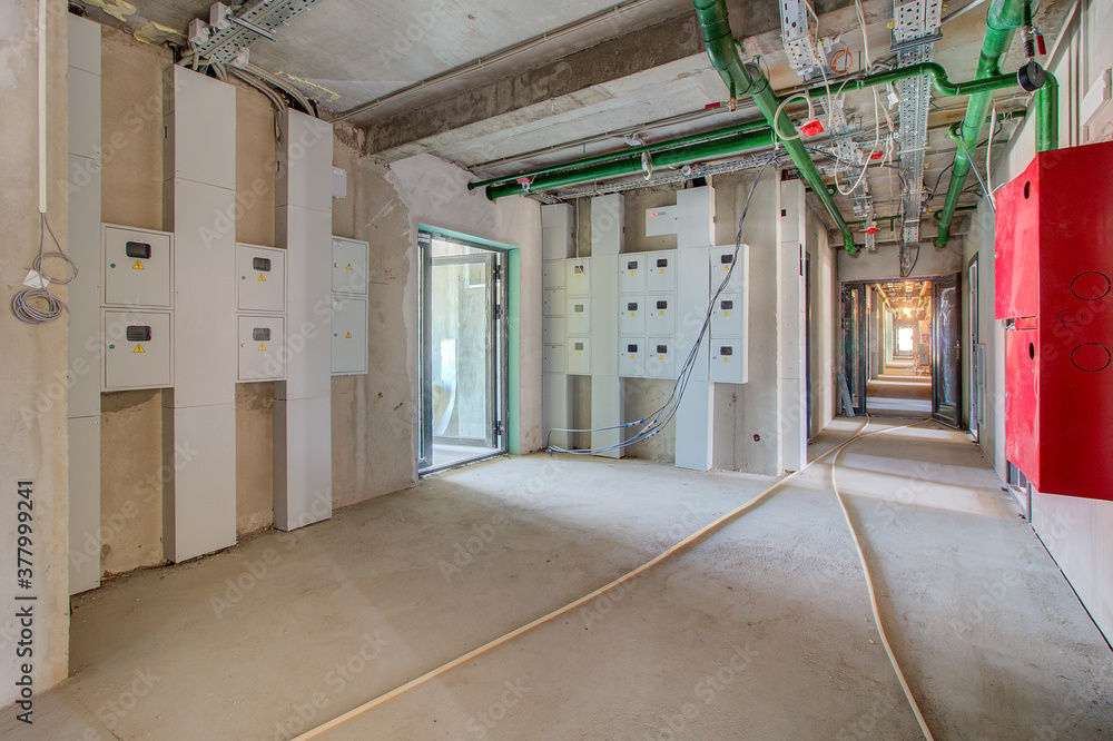 control cabinet in control room. Mechanic's maintenance room concept ...