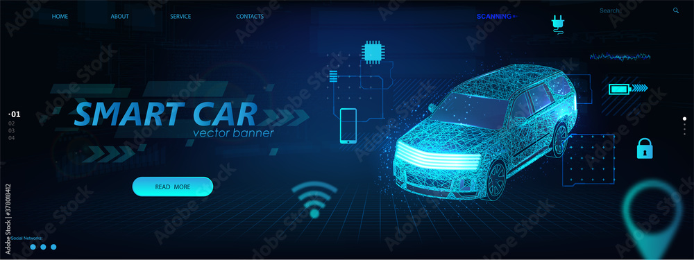 Scanning cars with artificial intelligence, crossover in isometric ...