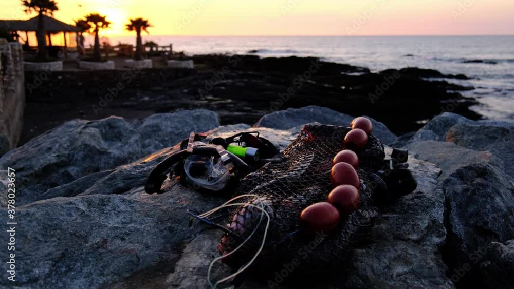 hunt for chilean fish such as red conger eel in a sunset fishing for a ...