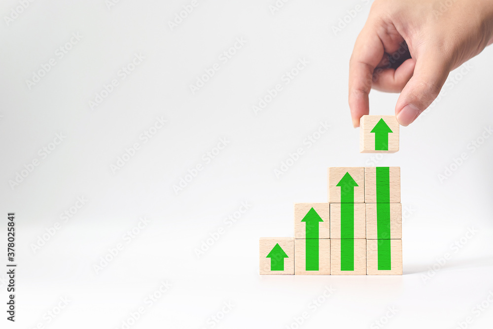 Ladder career path for business growth success process concept.Hand ...