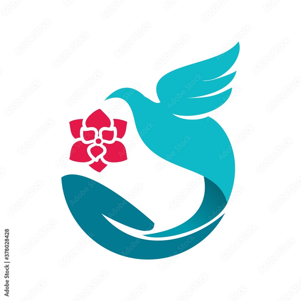 Dove and Helping Hand Vector Logo Template Stock Vector | Adobe Stock