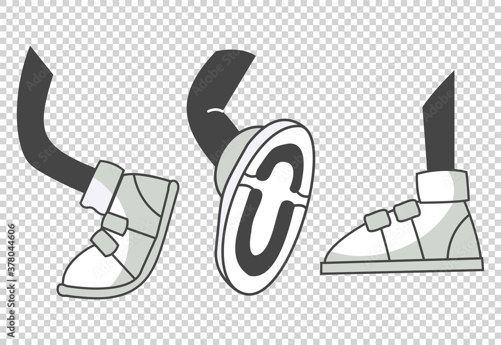 Cartoon legs. Vector walking feet in various positions. Legs in boots ...