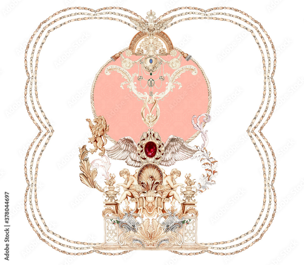 Decorated with elegant and luxurious patterns. Rococo, Baroque style ...