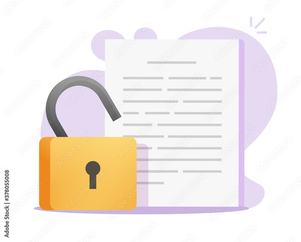 Vetor de Document data secure confidential access unlocked vector or ...