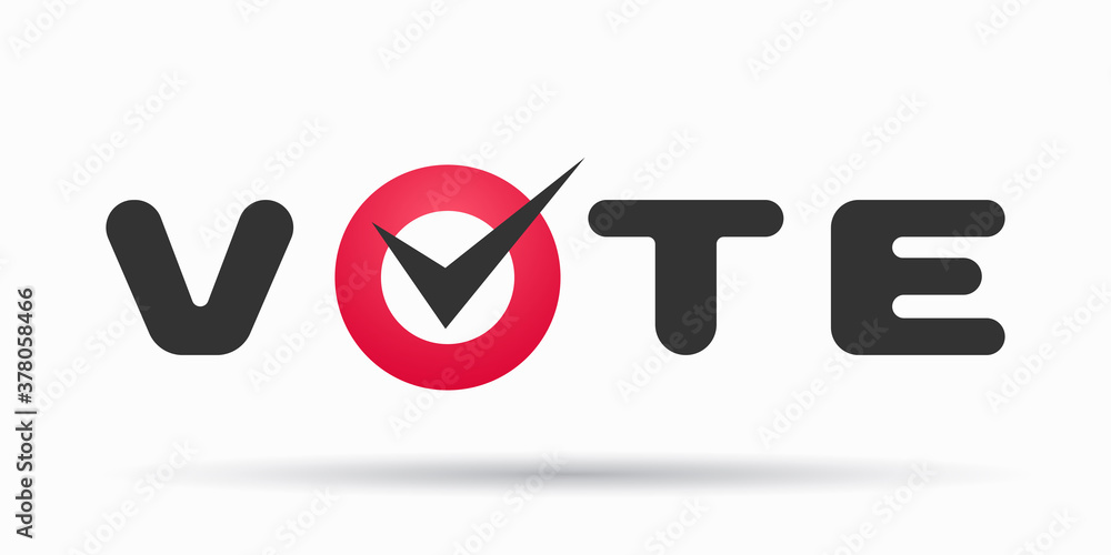 text vote with letter V shape checkmark design vector illustration ...