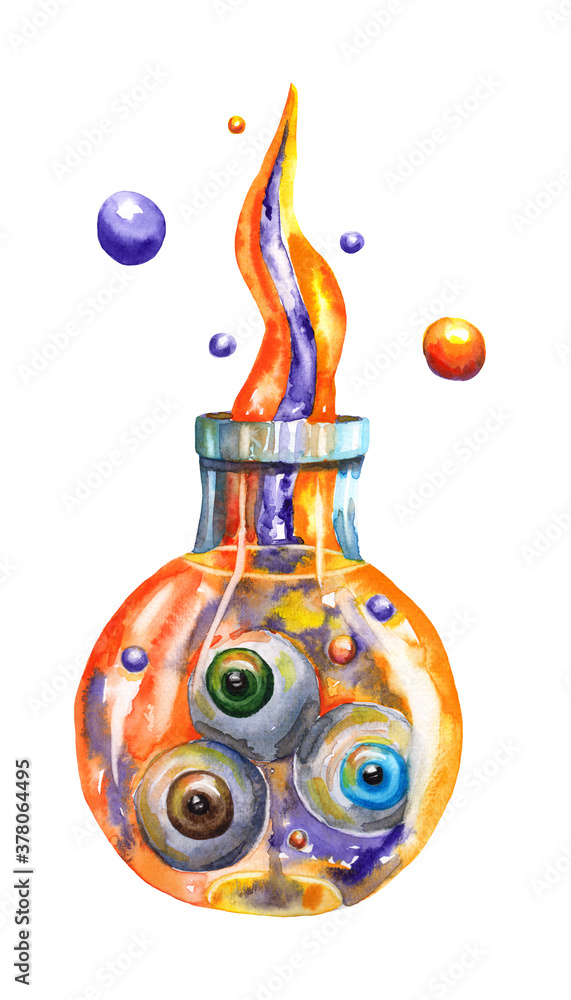 Watercolor healing magic potion of divination, vision of the future ...