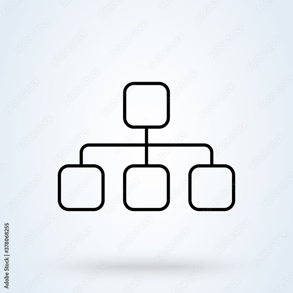 Hierarchical structure sign icon or logo line. Hierarchical network and ... Hierarchical structure sign icon or logo line. Hierarchical network and ...