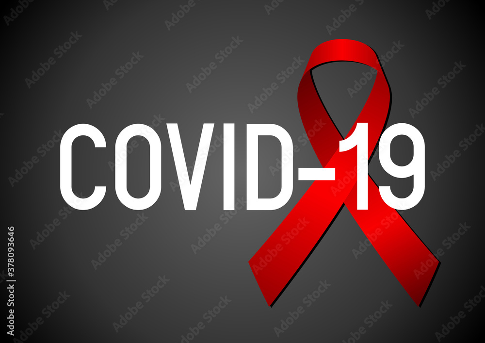 Covid-19 virus concept, red ribbon - vector illustration Stock Vector ...