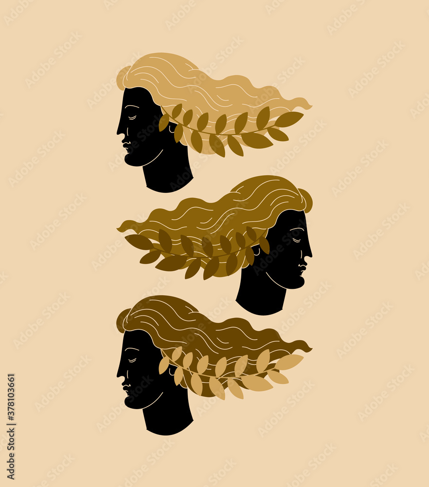 Photo & Art Print Vector hand drawn illustration of antique heads ...