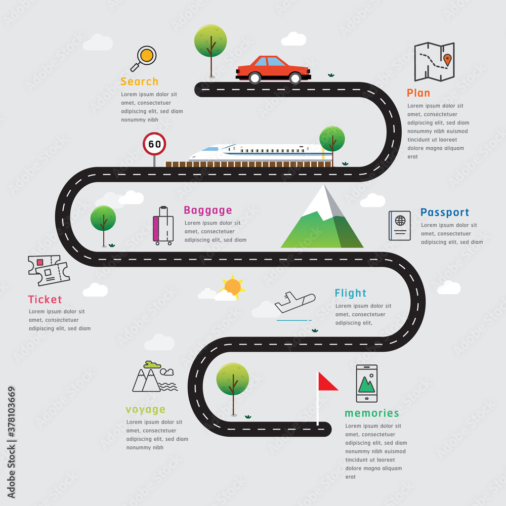 Road map and journey route timeline infographics Stock Vector | Adobe Stock