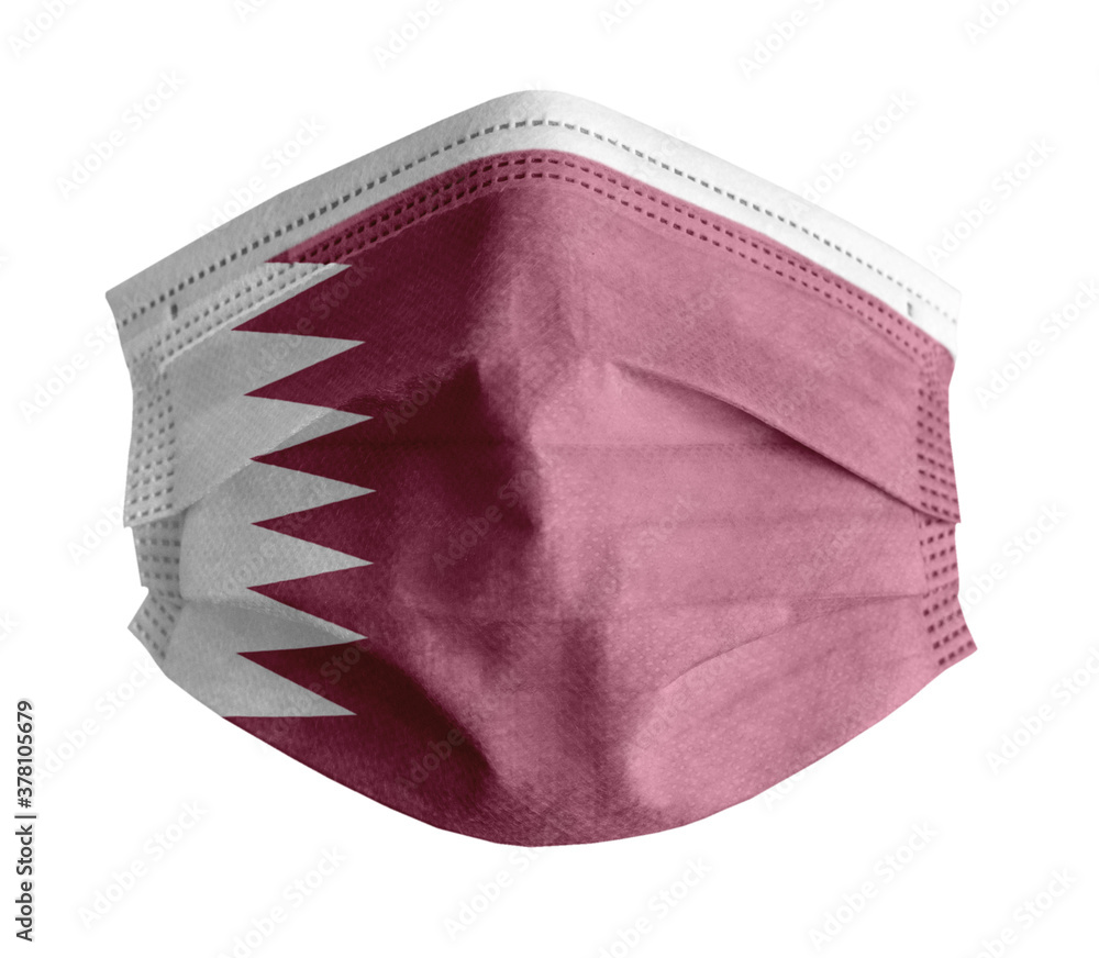 mascarilla para covid con el fondo blanco y la bandera de qatar Stock ...