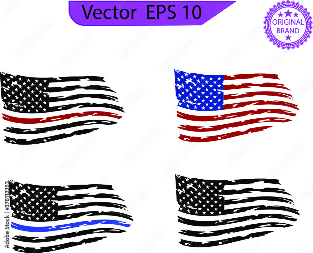 Distressed american flags set, transparent background, high resolution ...