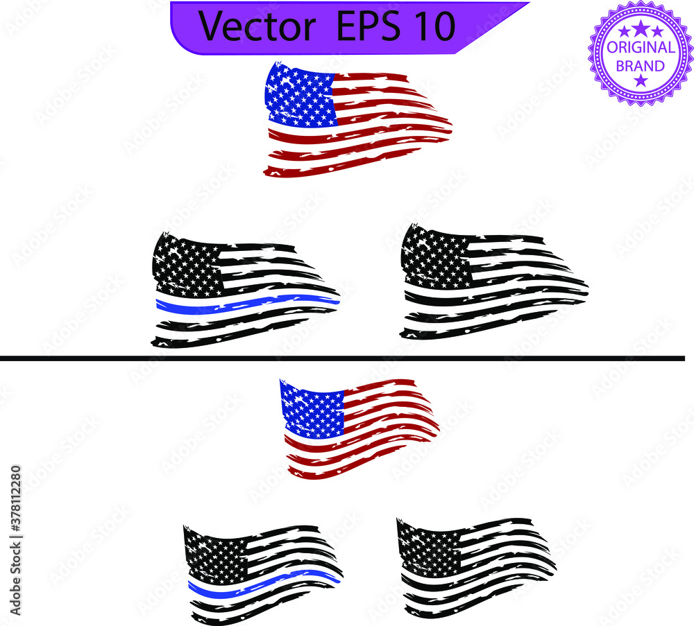 Distressed american flags set, transparent background, high resolution ...