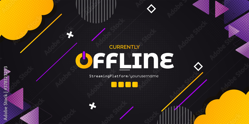 Offline streaming banner template Black BG with yellow and purple ...