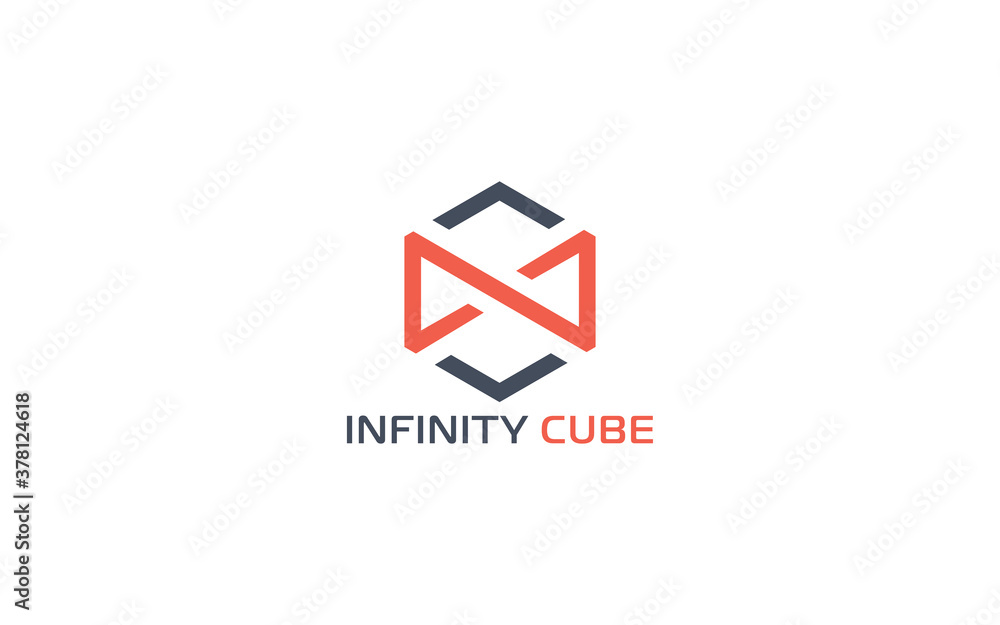 Cube logo formed infinity symbol in simple shape Stock Vector | Adobe Stock