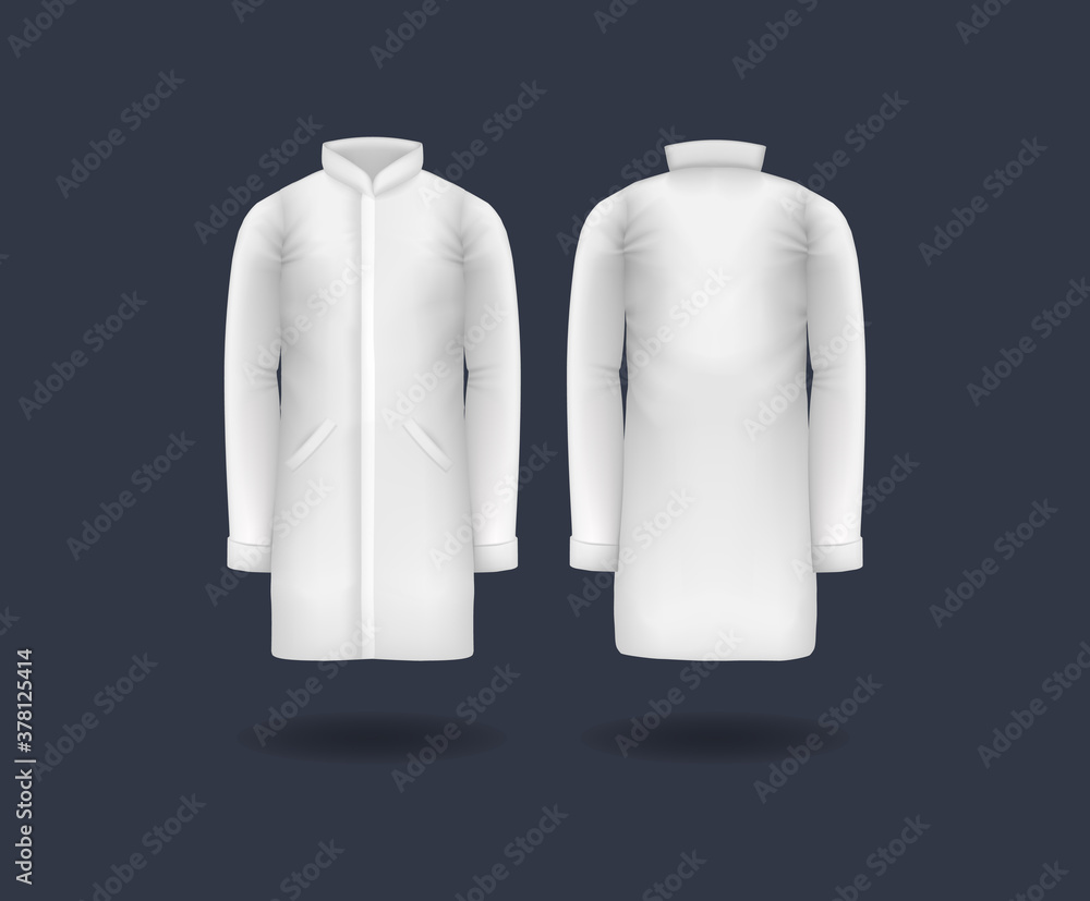 Realistic doctor coat mock up. White male medical gown, lab uniform ...