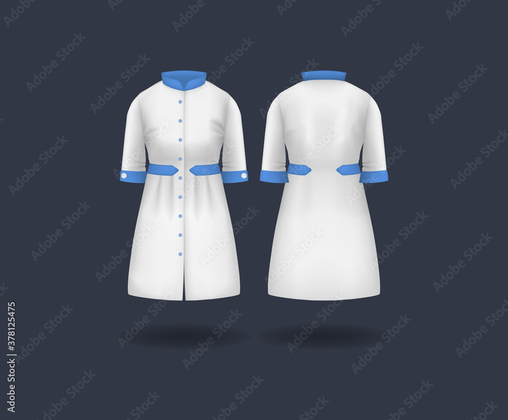 Realistic doctor coat mock up. Women's medical gown, lab uniform ...