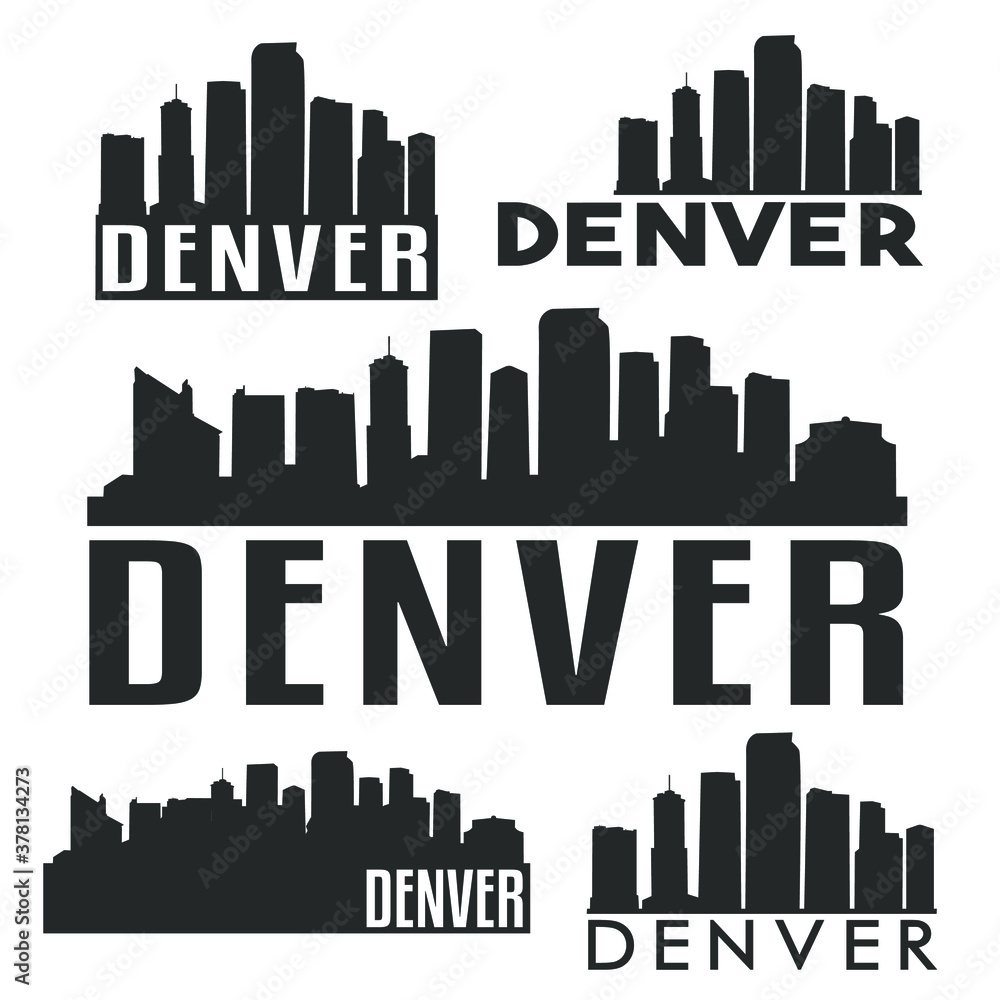 Denver Colorado USA Flat Icon Skyline Silhouette Design City Vector Art ...