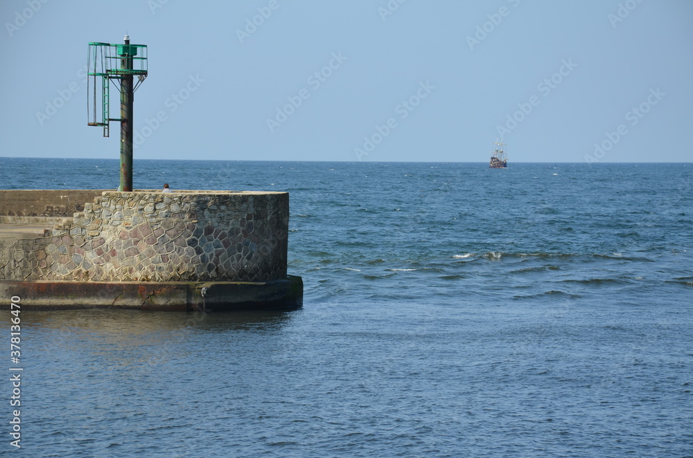 morski, plaza, woda, wybrzeze, oceanu, krajobraz, niebo, kamienie ...