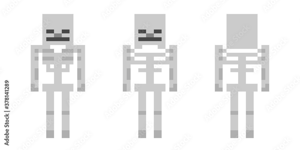 Pixel character skeleton. The concept of hero games. Gaming concept of ...