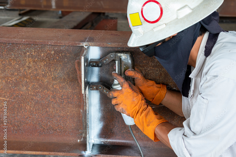 Checking defect in welded with process Magnetic Particle Testing(MT) of ...