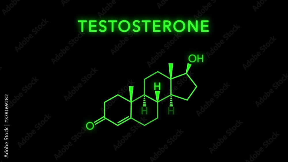 Testosterone Molecule Structure Symbol Neon Animation black background ...