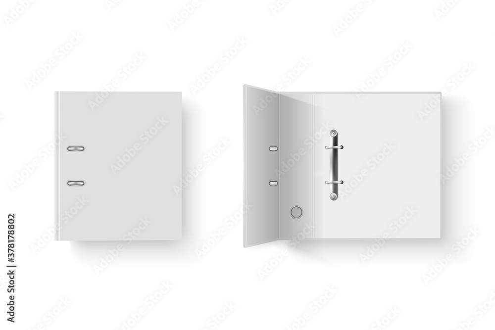 Vector 3d Opened and Closed Realistic White Blank Office Binder with ...