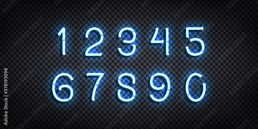 Vector set of realistic isolated neon sign of Numbers logo for template ...
