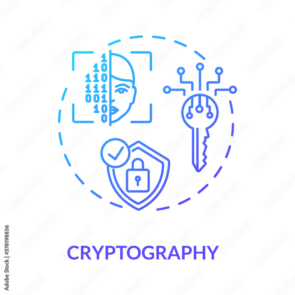 Cryptography concept icon. Encryption, decryption. Secure ...