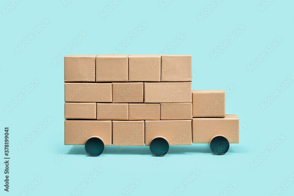 Delivery truck from carton boxes Stock Photo | Adobe Stock