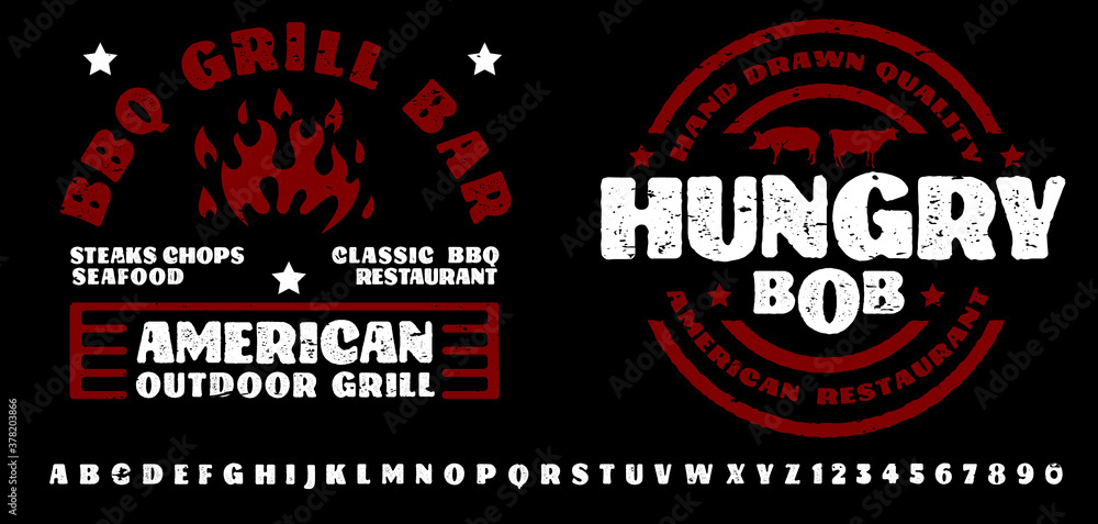 Hand drawn vintage retro font. Outdoor advertising of American ...