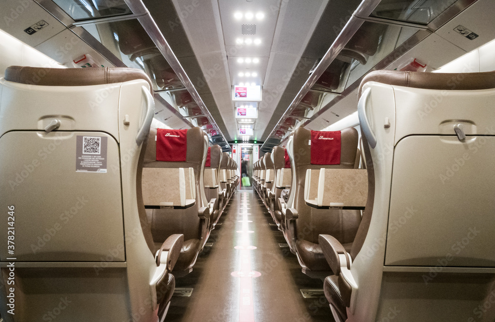 ROME - CIRCA SEPTEMBER 2020: interiors of Frecciarossa (Red Arrow) high ...
