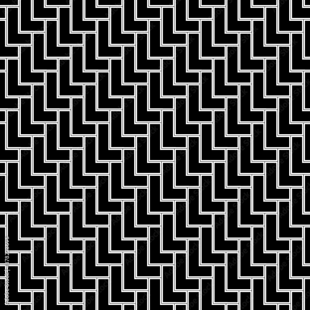 L shape blocks wallpaper. Repeated black mosaic figures on white ...