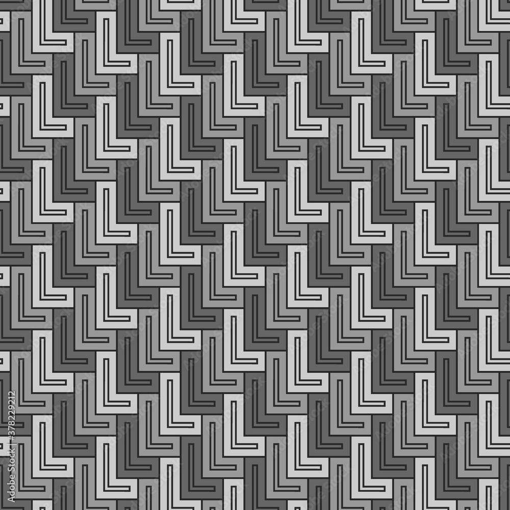 L shape blocks wallpaper. Repeated color mosaic figures on white background. Seamless surface ...