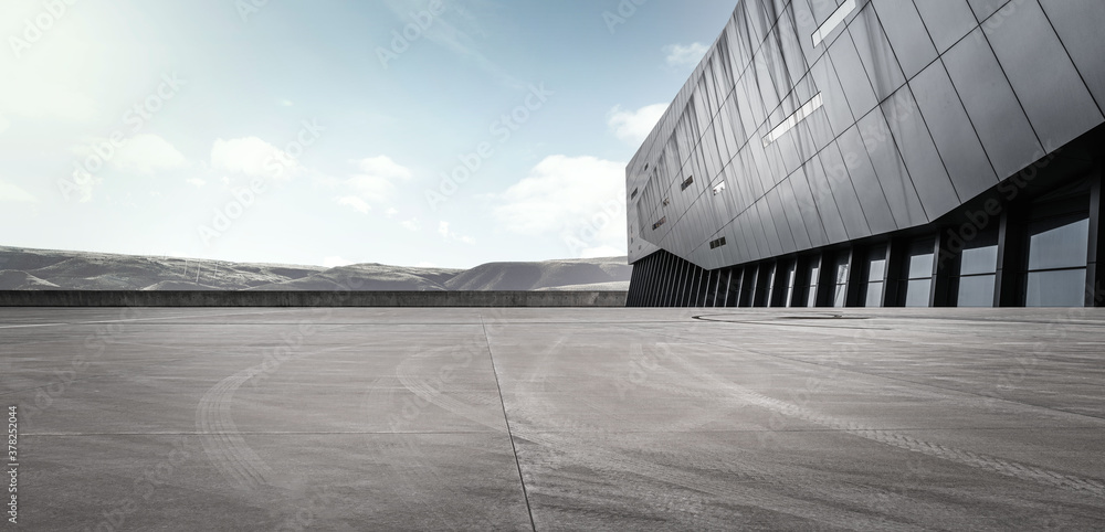 The modern building supports the vertical column three-dimensional ...