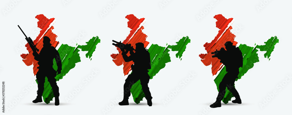 Indian army soldier graphic trendy design with Indian map unique vector ...
